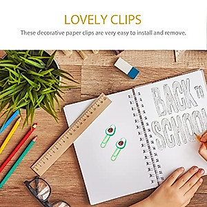 6Pcs Paper Clips Fruit-shape Bookmarks Paper Clamp Flexible Large Office Paperclips for Office School and Personal Use, avocado shape