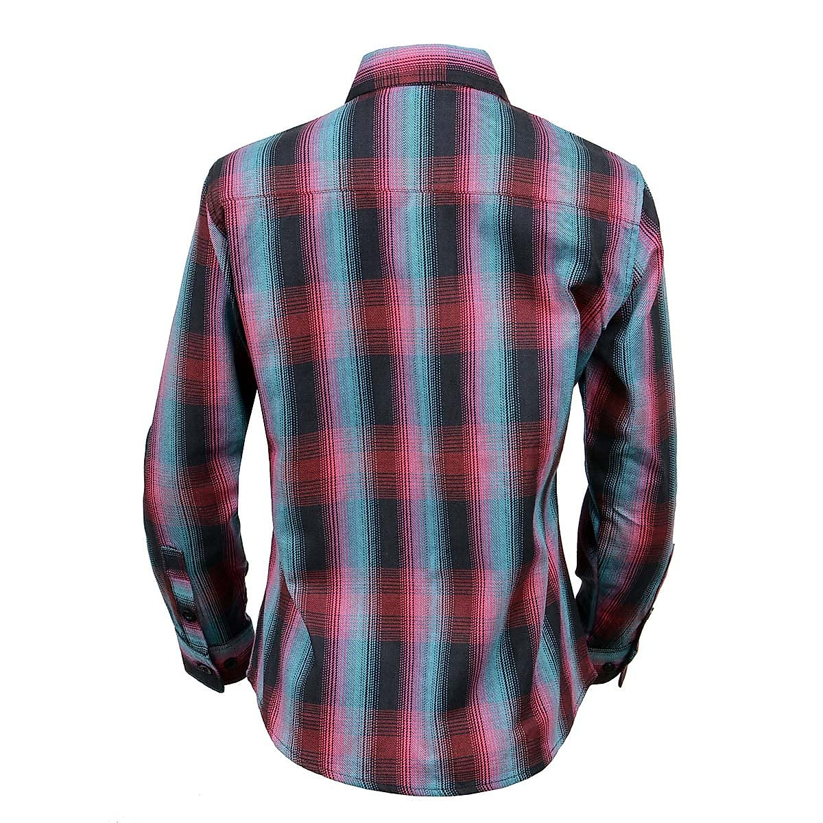 Milwaukee Leather MNG21612 Women's Black and Pink with Blue Long Sleeve Cotton Flannel Shirt - 3X-Large