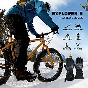 MOUNT TEC Explorer 3 Waterproof Heated Gloves for Women & Men Winter Thermal Gloves for Outdoor Activities Climbing Hiking Motorcycling (Black,XL)