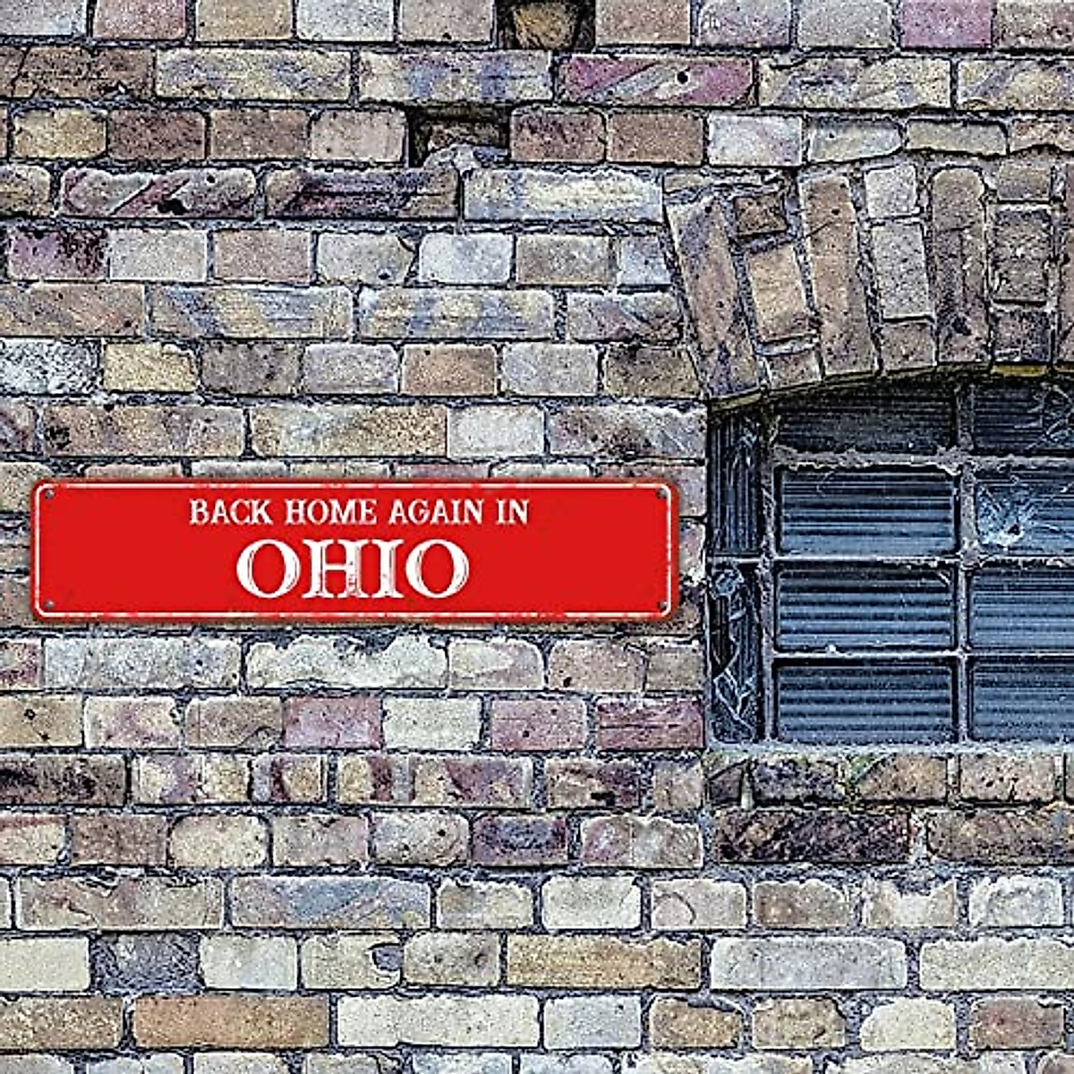 Nintydays Back Home Again in Ohio Metal Tin Sign Pure Red USA State Indoor Outdoor Decorations Waterproof for Garages Bar Courtyard Durable Metal Funny Garage Sign 4x18in