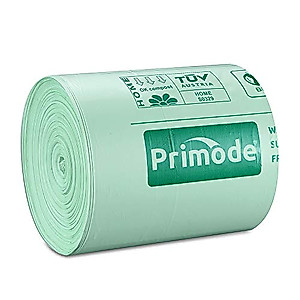 Primode 100% Compostable Bags, 8 Gallon (30L) Food Scraps Yard Waste Bags, 100 Count, Extra Thick 0.85 Mil. ASTM D6400 Compost Bags Small Kitchen Trash Bags, Certified by BPI & TUV