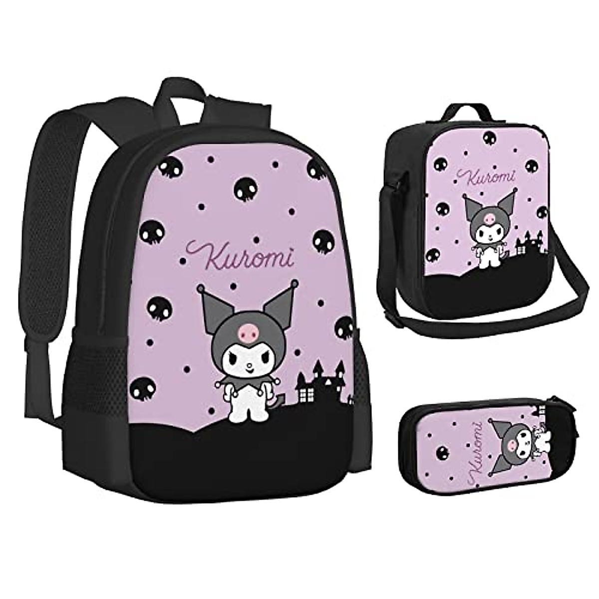 3 Pcs Backpack Casual Bags with Insulated Lunch Bag Tote And Pencil Case Box Pouch for Teen Boys Girls Youth