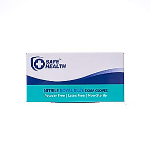 Safe Health Blue Nitrile Exam Gloves, 100-Count S M L XL, 3.5 Mil Free of Powder-Latex, Disposable-Textured, Clinic-Office-Daily, Medical, First-Aid, Clinics, Medium (M) Box 100, FIY1062G
