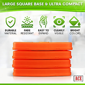 Collapsible Traffic Cones Safety Cones - 4 Pack, 18 Inch - Parking Cones for Parking Lot - Collapsible Cones for Use As Road Cones, Orange Cones for Parking, Collapsible Traffic Cone for Drivers