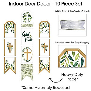 Big Dot of Happiness Elegant Cross - Hanging Vertical Paper Door Banners - Religious Party Wall Decoration Kit - Indoor Door Decor