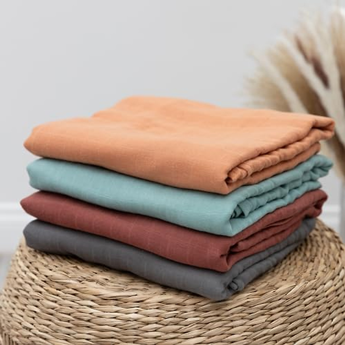 Pondering Pine Organic Muslin Swaddle Blanket - Baby Receiving Blankets Neutral - Boho Earth Tone Collection, 4 Pack, 47" x 47