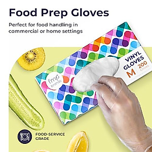 [200 Pack] Disposable Food Prep Vinyl Gloves Large L, Food Service Grade Kitchen Glove for Cooking Handling Serving Cleaning, Clear Powder Free, Latex Free