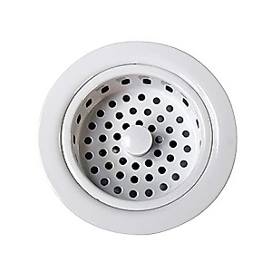Westbrass D214-50 3-1/2" Post Style Large Kitchen Sink Basket Strainer, 1-Pack, Powder Coat White