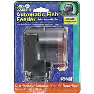 PENN-PLAX Daily-Double II Automatic Fish Feeder for Aquariums – Battery Operated (AA) – Great for Vacations, Holidays, and Weekend Travel