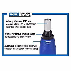 CDI Torque 401SM Micro Adjustable Torque Screwdriver, Torque Range 5 to 40-Inch Pounds, 1/4-Inch