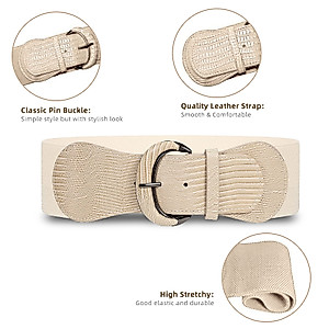 Valleycomfy 3 Pieces Women Elastic Wide Belt for Ladies Dresses,PU Leather Stretchy Dress Belt,Vintage Wide Belt for Women Dress,31"-38"