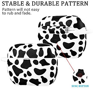Airpods Pro Case Cow Silicone - YOMPLOW Case Cover Soft Flexible Skin for Apple AirPods Pro Charging Case Cute Women Girls iPod Pro Case Protective Skin with Keychain - Cow