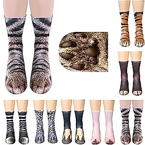 Animal Paw Socks, Funny Weird Stocking Stuffers Novelty Crazy Crew Socks for Women Men Boys Girls Kids
