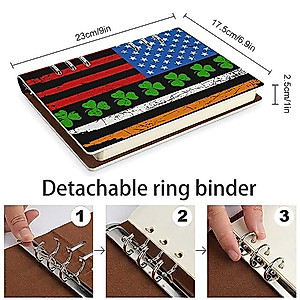 Irish American Flag Notebook Cover 6-Ring Binder Portable Planner Book Loose-Leaf Cover for Home Office