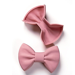 Qiiuuy Silicone Cooking Pinch Grips Oven Mitts,Bow-Tie Anti-Burn Clip,Textured Design,Kitchen Finger Grips,Waterproof,Red Raspberry and Pink