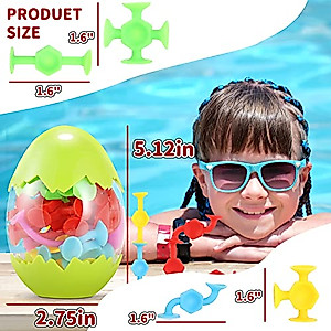 Suction Toys Bath Toy Set - 24 pcs Slicone Sucker Toys for Kids, Window Toys with Storage, Good for Autism/ADD/ADHD.