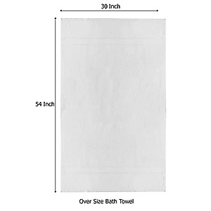 COTTON CRAFT Ultra Soft 4 Pack Oversized Extra Large Bath Towels 30x54 White Weighs 22 Ounces - 100% Pure Ringspun Cotton - Luxurious Rayon Trim - Ideal for Everyday use - Easy Care Machine wash