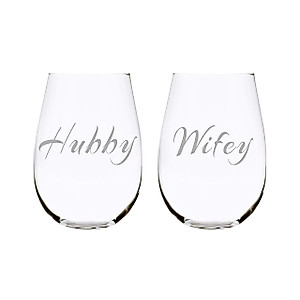 Hubby and Wifey Stemless Set, 17 oz.