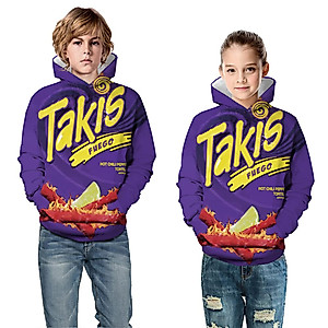 jiazery QZ Boys and Girls 3D Print Hoodie Sweatershirt with Pocket for 5-14 Years (Takis-M)