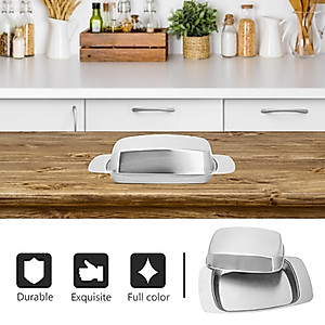 PACKOVE Stainless Steel Butter Box Butter Dish With Lid Stainless Steel Butter Tray Covered Butter Dish Metal Butter Dish Butter Holder Container Butter Keeper For Kitchen