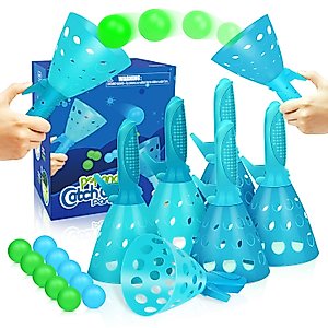 Outdoor Indoor Games Activities for Kids, Pop and Catch Ball Family Games with 6 Launcher Baskets and 10 Balls, Beach Yard Sport Birthday Halloween Party Gifts Toys for Kids Ages 4 5 6 8 12+ Years Old