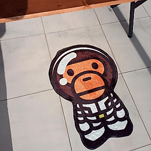 Rugendary Astronaut Bape Rug Hypebeast Room Decor Cute Baby Monkey Rug Irregular Shaped Rug Machine Washable Non-Slip Carpet for Baby Room (Ultra Soft Quality, 1.3x2 ft.)