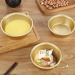 Yardwe 4Pcs Korean Traditional Makgeolli Bowls Round Rice Wine Bowls Mini Aluminum Soup Dishes for Home Kitchen Golden