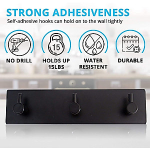 Key Hooks for Wall, Key Holder for Wall Decorative with 3 Key Hooks, Coat Hanger, Purse Hanger, Towel Hook, Easy Mount Key Hangers for Wall, Entryway, Bathroom, Living Room, Kitchen