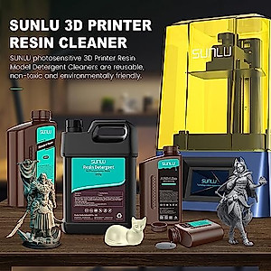 SUNLU 3D Resin Cleaner,3D Printer Resin Detergent, Hand-Washable Cleaner for 3D Printed Resin, Non-Toxic Reusable Resin Cleaner, Compatible with 3D Printing Resins, UV Resin, Epoxy Resin, 3KG Pack