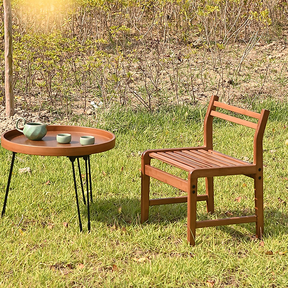 JIKUGO Bamboo Detachable Backrest Soft Chair - Dining Chair with Backrest, Plain Bamboo Seat for Home and Kitchen(Mini)