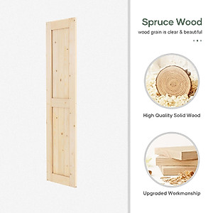 ROYMELO 36x84 inch (Double 18×84 inch Door) Sliding Barn Wood Door Slab with 6.6ft Hardware Kit, Requires Simple DIY Assembly