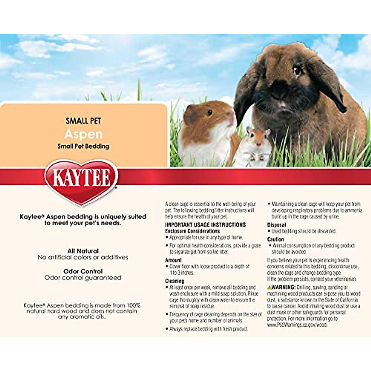 Kaytee Aspen Small Pet Bedding, 226.5 Liters