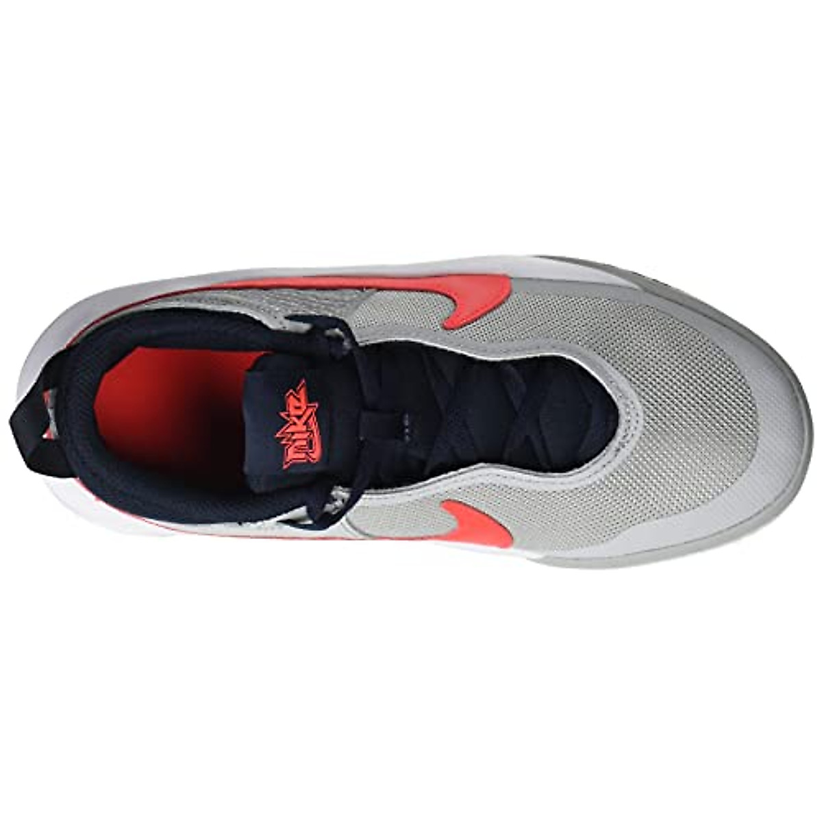 Nike Kid's Team Hustle D10 (GS) Basketball Shoe (4.5, Light Smoke Grey/Bright Crimson, Numeric_4_Point_5)