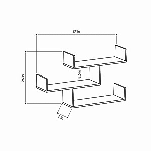 Ada Home Décor Wilton Wall Shelf, 47'' x 26'' x 9'', Dark Brown