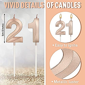 Finally 21 Sash Rhinestone Tiara Set 21st Rose Gold Birthday Sash Crown Birthday Candles Birthday Crown Kit for Women 21st Birthday Party Decoration Anniversary Celebration Supplies