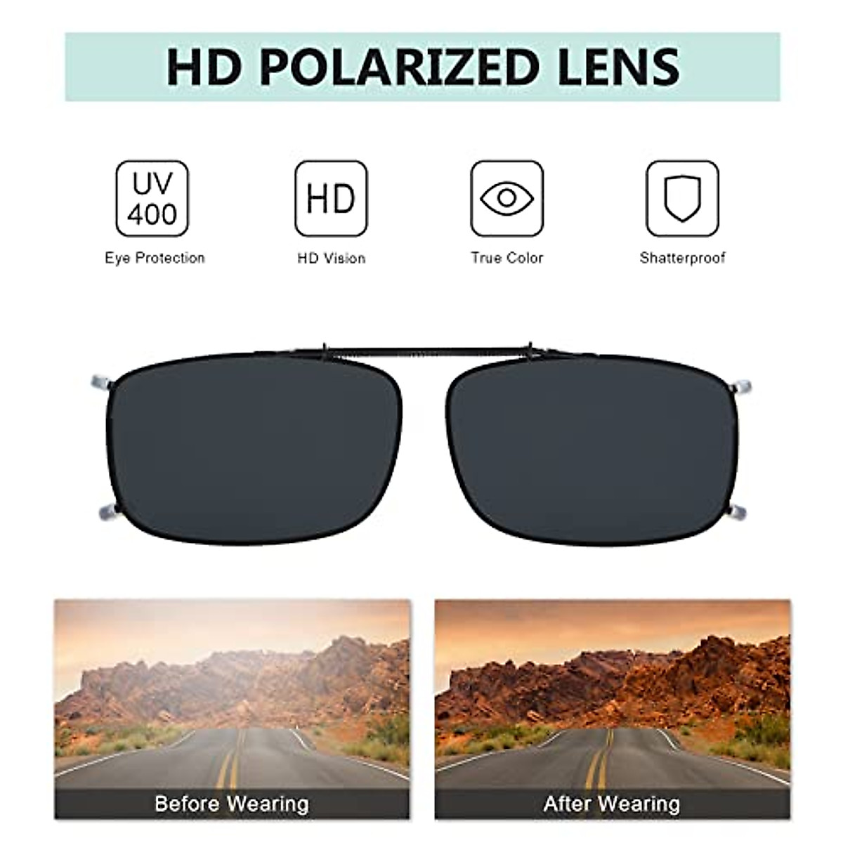 Eyekepper Polarized Lenses Clip On Sunglasses Grey Lens