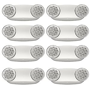 SPECTSUN 8 Pack LED Exit Emergency Light Combo with Battery Backup-US Standard Commercial Corded Emergency Exit Sign Lights for Home Power Failure,UL 924 Certified,Elm2 Emergency Lighting Exit Signs