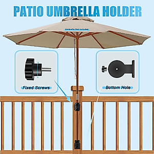 Meruzy Patio Umbrella Holder Mount, Stainless Steel Outdoor Umbrella Base Umbrella Clamp Bracket for Deck Railing, Mount to Deck, Balcony or Courtyard (Fit Max OD 2 inch)