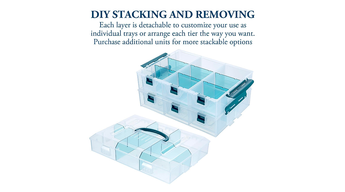 MyGift 11 Inch Stackable Crafts Container with 24 Compartments