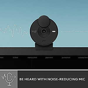 Logitech Brio 301 Full HD Webcam with Privacy Shutter, Noise Reduction Microphone, USB-C, certified for Zoom, Microsoft Teams, Google Meet, Auto Light Correction - Black