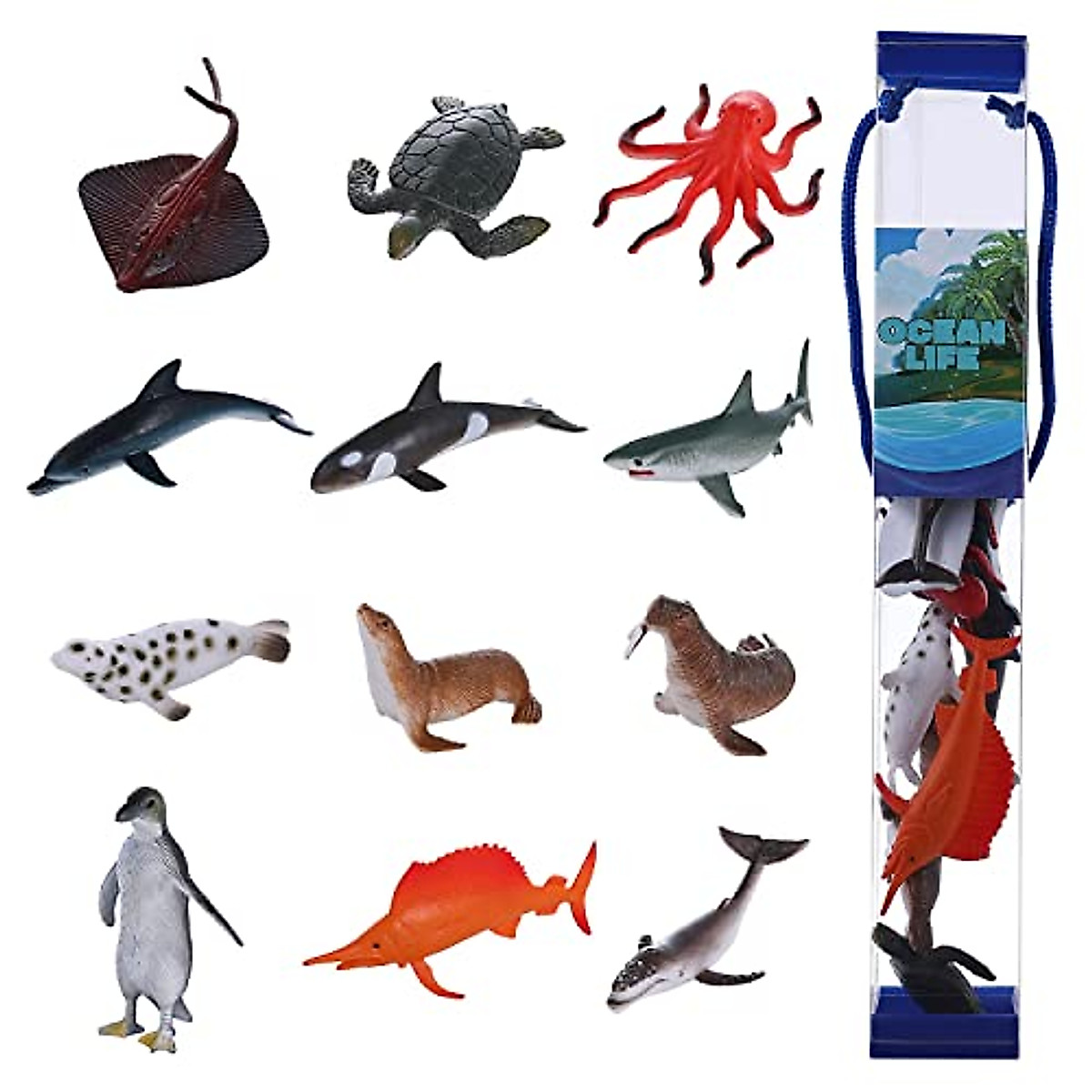 Animal Figures, 72 PCS Realistic Mini Dinosaur Insect Sea Farm Reptile Wild Jungle Animal Toys, Zoo Animals Playset, Cake Topper Party Favors for Kids 1, 2, 3 Year Olds
