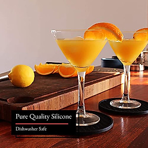 Barvivo Black Silicone Coasters for Drinks - Anti Slip Coaster Sets with Holder, 8 Pack - Cup Coasters for Tabletop Protection in Office or Home - Unbreakable Table Coaster for Outdoor and Indoor