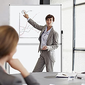 VIZ-PRO Mobile Room Divider/Office Partition, Double-Sided Magnetic Whiteboard 48"Wx72"H