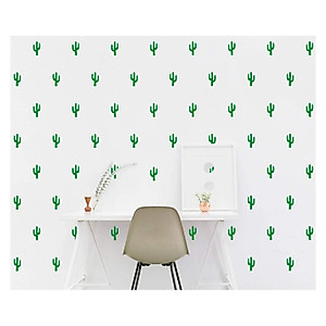 JOYRESIDE 48 Pieces/Set Cactus Decals Wall Vinyl Sticker Home House Nursery Desin Cacti for Baby Kids Boy Girl Bedroom Living Room Decoration Art Decor YMX20 (Green)
