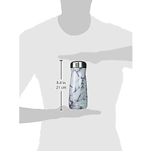 S'well Stainless Steel Traveler - 16 Fl Oz - White Marble - Triple-Layered Vacuum-Insulated Travel Mug Keeps Coffee, Tea and Drinks Cold for 24 Hours and Hot for 12 - BPA-Free Water Bottle