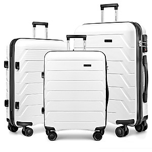 FOCHIER F Luggage Sets 3 Piece, Hard Shell Luggage Sets Clearance, Lightweight PP Material Travel Suitcase Sets With Spinner Wheels & TSA Lock for Men Women, 20''/24''/28''