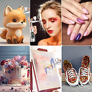 MGGSUG Airbrush Kit with Compressor 36PSI Air Brush Gun Rechargeable Portable Handheld Cordless with LCD Screen for Nail Art, Painting, Cake Decor, Cookie, Mode, Makeup, Barber (Silver)