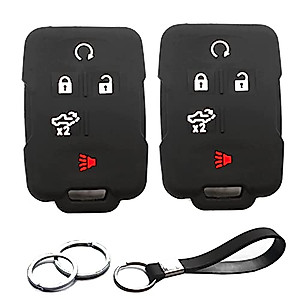 INFIPAR 2pcs Compatible with 2022 2021 2020 2019 Chevy Chevrolet Silverado GMC Sierra 1500 2500 3500 Smart 5 Buttons Silicone FOB Key Case Cover Protector Keyless Remote Holder
