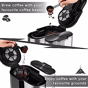 Grind & Brew 10 Cup Coffeemaker Automatic Coffee Maker with Grinder Built in Coffee Machine with Grinder Mill and Brew Coffeemaker with Glass Carafe for Family Home Office Kitchen