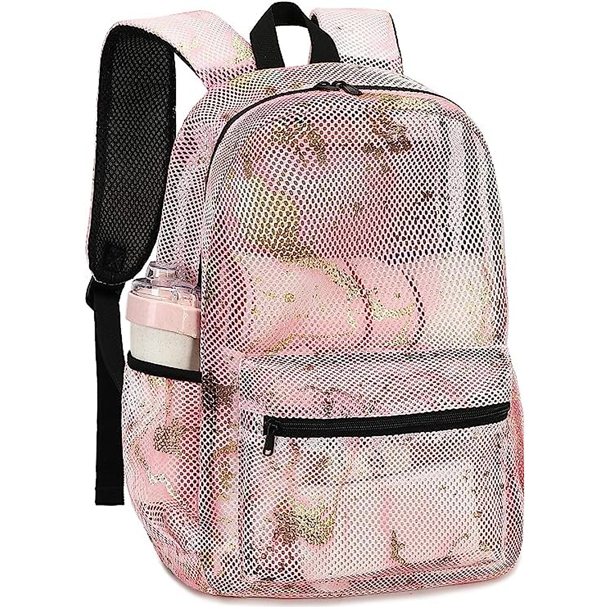 Bluboon Mesh Backpack for Girls Kids Semi-Transparent School Bookbag See Through Beach Bag Daypack Gear Backpack